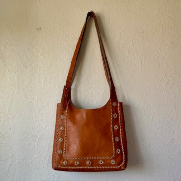 Sundance | Bags | Sundance Brown Leather Tote With Cream Embroidered ...